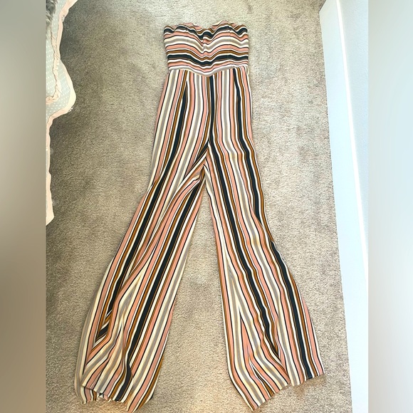 Leith | Pants & Jumpsuits | Flared Strapless Jumpsuit | Poshmark